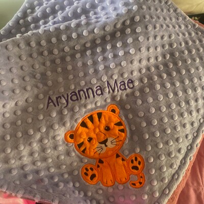 Tiger Baby Blanket in Navy and Gray Minky and Personalized - Etsy