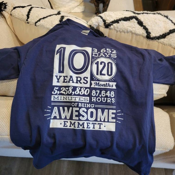 10th Birthday Shirt Boy 10 Years of Being Awesome Birthday Countdown ...