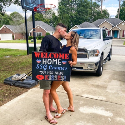 Welcome Home Wife Spouse Husband Sign Template Kisses - Etsy