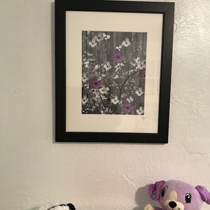 Purple Gray Rustic Modern Floral Farmhouse Home Decor Wall Art | Etsy
