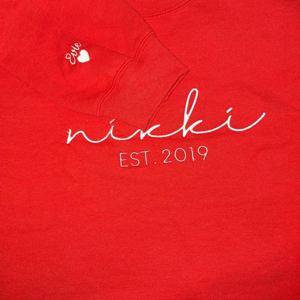 Personalized Last Name Embroidered Sweatshirt With Est Date, Custom ...