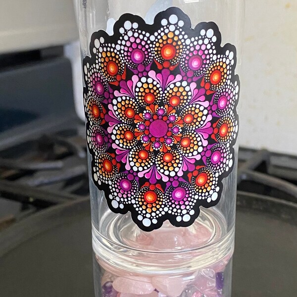 Mandala Vinyl Sticker, Dot Mandala Sticker, Waterproof Vinyl Sticker ...