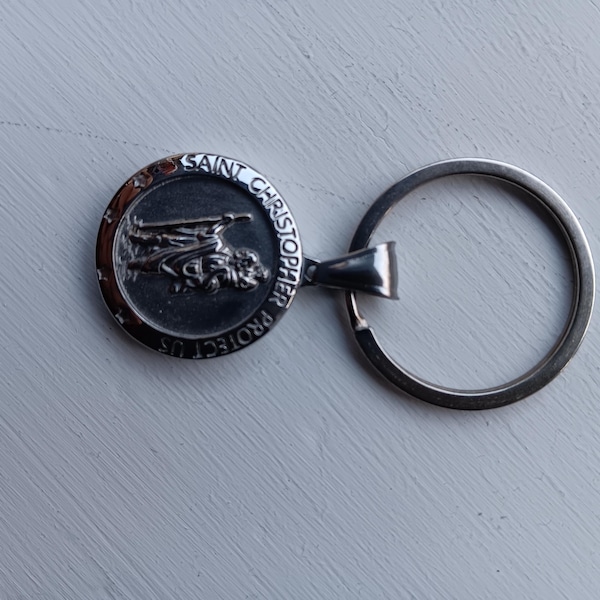 Saint Christopher Keyring, St Christopher Keychain, Round Steel St ...