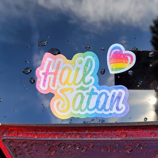 Holographic 90s Nostalgia Inspired Hail Satan Vinyl Sticker, Die Cut ...