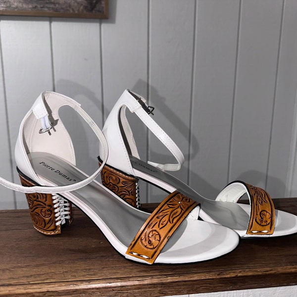 Customizable Hand-tooled Leather Wedding Heels - Etsy