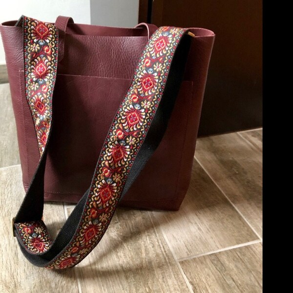 5cm Wide Red Embroidered Bag Strap Adjustable Purse Strap Replacement ...
