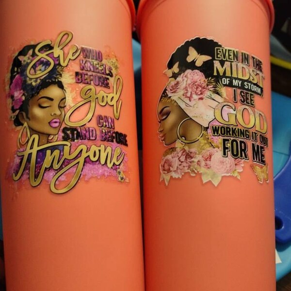 UV DTF Decals African American Beautiful Woman Religious Purple Print Ready to Apply Permanent ...