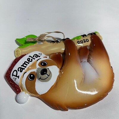 Sloth Personalized Ornament Adorable Animal Critter Christmas Hand ...