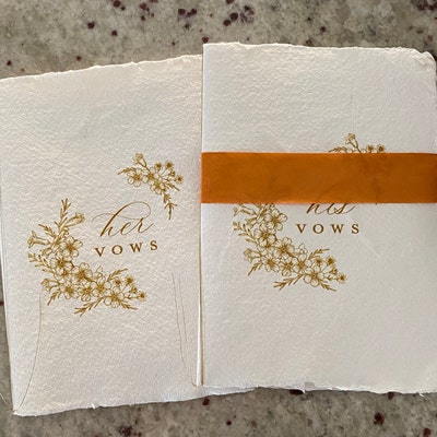 Vow Books, Handmade Paper Vow Book, His and Hers Vow Books, Wedding ...
