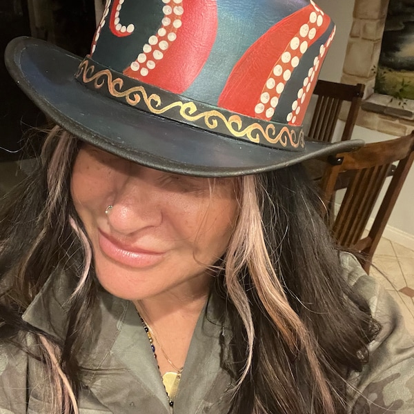 Elegant Tall Red and Black Top Hat - Etsy