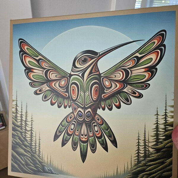 First Nations Owl Abstract Pacific Northwest Snowy Owl Mid-century Oil ...