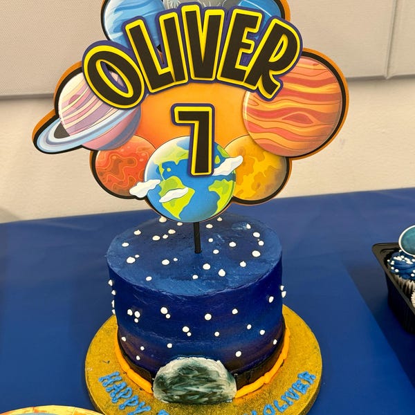Custom Solar System Cake Topper - Space Cake Topper, Planets Birthday ...