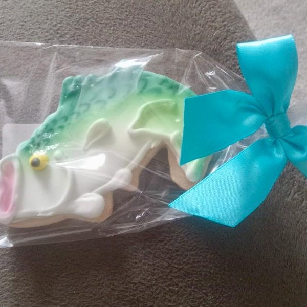 Bass Fishing Cookies- Set of 6 Crunchy Shortbread Cookies Individually ...