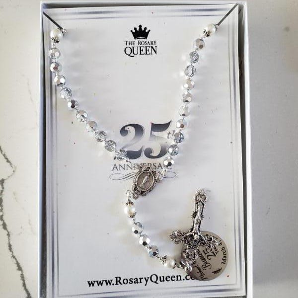 Custom Rosary | Personalized Rosary| Engraved Rosary| Black and White ...