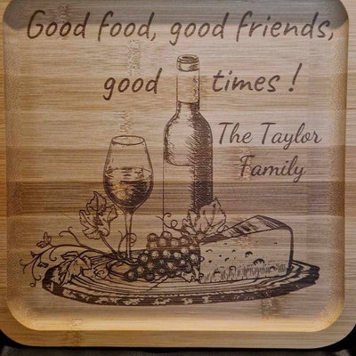 Laser Engrave File Wine & Cheese Svg, for DIY Cutting Board Charcuterie ...