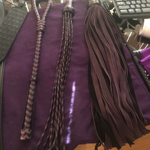 ROLLING THUNDER Leather Flogger Cat of 9 TAILS - Braided Plaited Tails ...