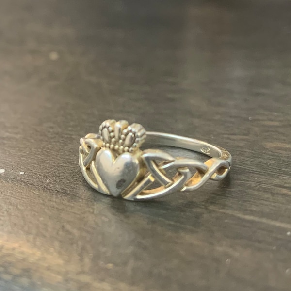 Sterling Silver Claddagh Ring, Gold Celtic Knot Claddagh Ring, Irish ...