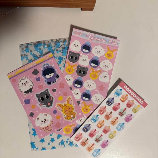 Sanxskids Boy Band Kpop Sticker Sheet Members Wolfchan DWAEKKI Bbokari ...