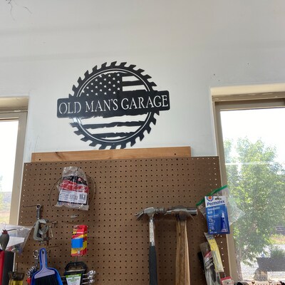 Custom American Flag Workshop Sign Metal Shop Sign Free Shipping Dad ...