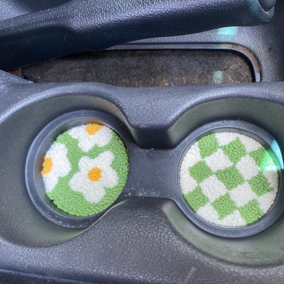 Set of 2 Car Coaster, Tufted and Handmade Car Coaster, Punch Needle ...