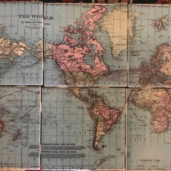 Custom Map Coaster Set World Map Coasters Personalized Coasters Custom ...