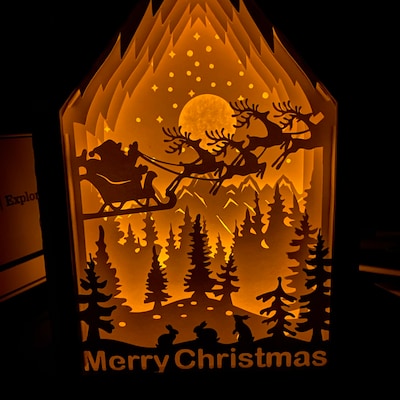 Pack 4 Christmas Lanterns Shadow Box SVG, Silhouette Studio Templates ...