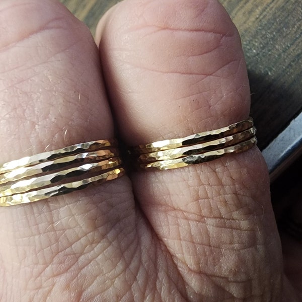 Set of 10 Super Thin 14k Gold Stackable Rings, 14k Gold Filled ...
