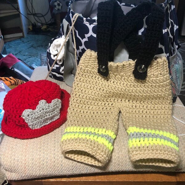 PATTERN Crochet Newborn Firefighter Outfit, Newborn Fireman Outfit ...
