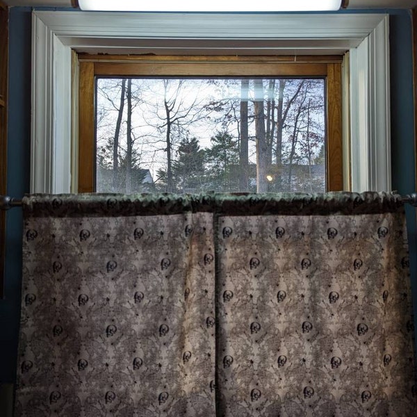 Victorian Inspired Filigree & Skulls Choice of Window Valance or Cafe ...