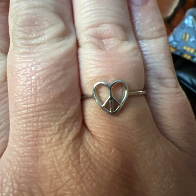 Sterling Silver Love Peace Ring Love Ring Silver Ring Heart - Etsy