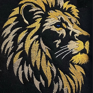 Majestic Lion Head Embroidery Design Royal Feline for Dark Textiles ...