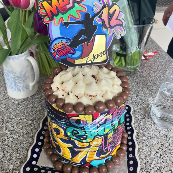 Graffiti Edible Cake Topper – Colourful Urban Street Wall Art Design ...