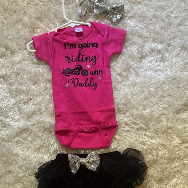 Baby Girl Biker Outfit, Baby Girl Motorcycle Outfit, Daddy’s Biker Babe ...