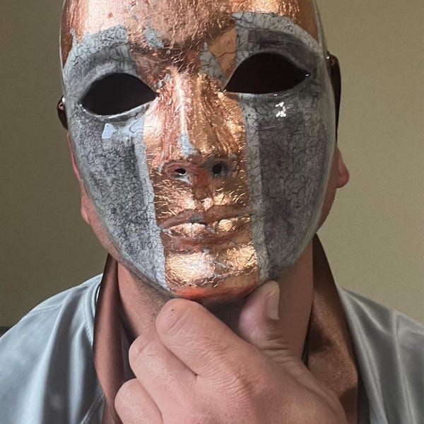 Full Face Mens Masquerade Mask. Halloween Mask. Hand Painted Theater ...