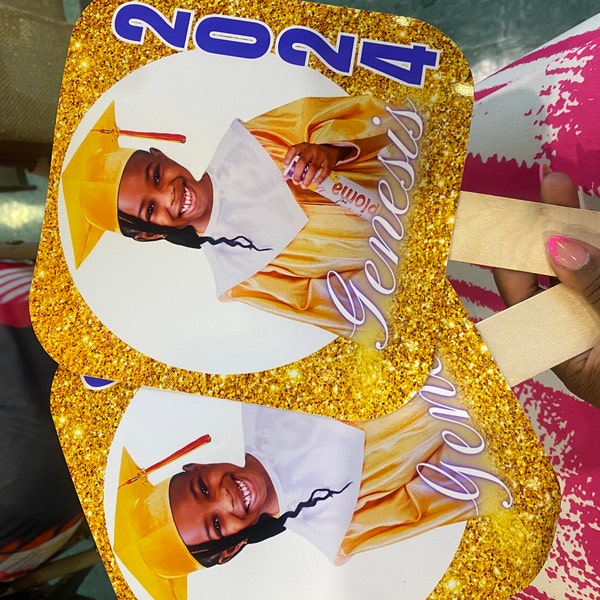 Custom Graduation Photo Fan| Personalized Graduation Fan| Grad Paddle ...