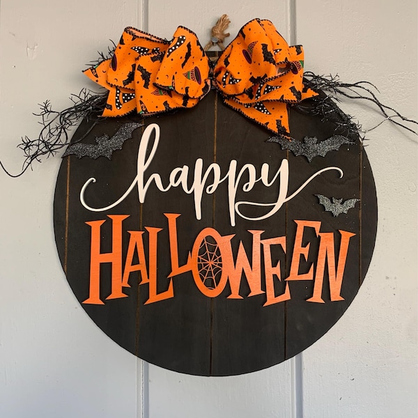 Happy Halloween Door Sign. Halloween Bats. Halloween Fall Decor. - Etsy