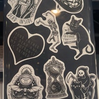 50 Cool Black and White Goth Laptop Stickers Dark Skull Tattoo Decals ...