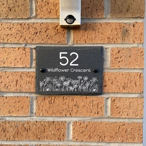 Rustic Slate Door Number, Slate Gate Sign Plaque, Stone Home Number ...