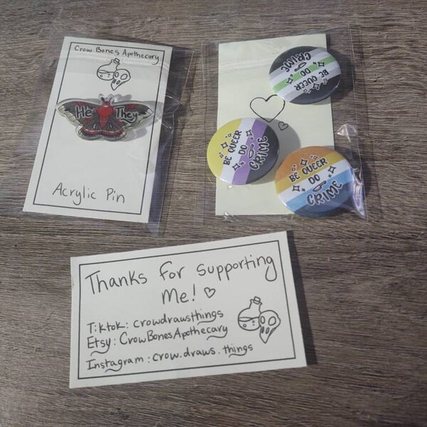 Moth Pronoun 2" Acrylic Pins - Etsy