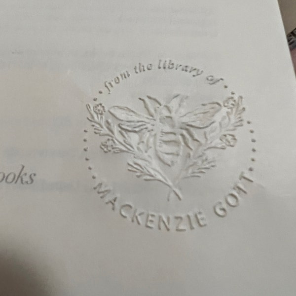 Bee Book Embosser Personalized | From the Library of | Rubber Stamp ...