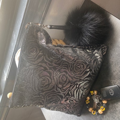 Black Furry Ring, Mink Pompom Ring, Mink Finger Ring With Genuine ...