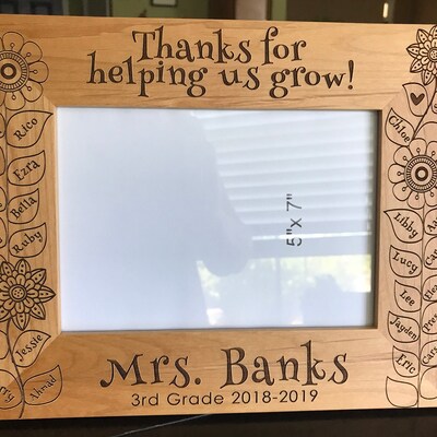 Personalized Teacher Picture Frame, Engraved Thank You Photo Wood Gift ...