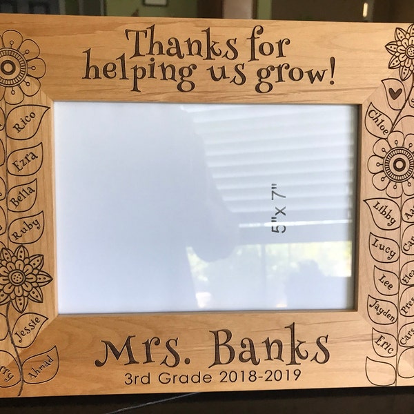 Personalized Teacher Picture Frame, Engraved Thank You Photo Wood Gift ...