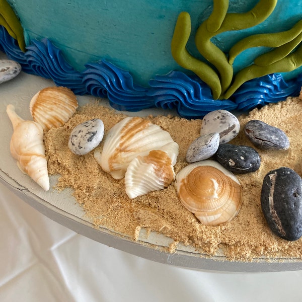 Sea Shell Fondant Topper 50pcs Beach Cake Topper Beach Cupcake Toppers ...