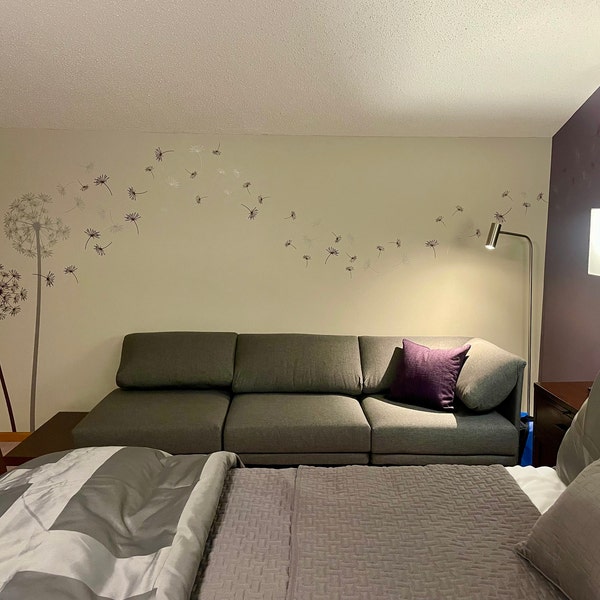 The Freya Dandelions Wall Decal in Two Colors, With 63 DIY Floating ...