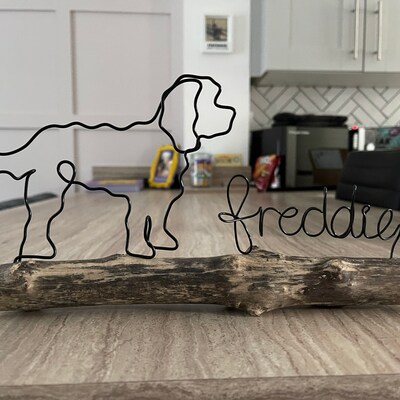 Handmade Wire Cockapoo on Driftwood Home Decor Dog Gifts Dog Presents ...