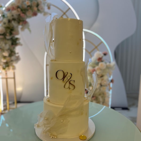 Personalised Calligraphy Acrylic Mirror Initials Letter Set Cake Charm ...