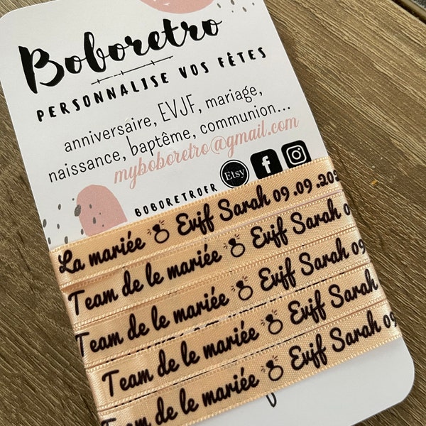 Bracelet ruban personnalisé avec écrou de FERMETURE pour EVJF, annonce ...