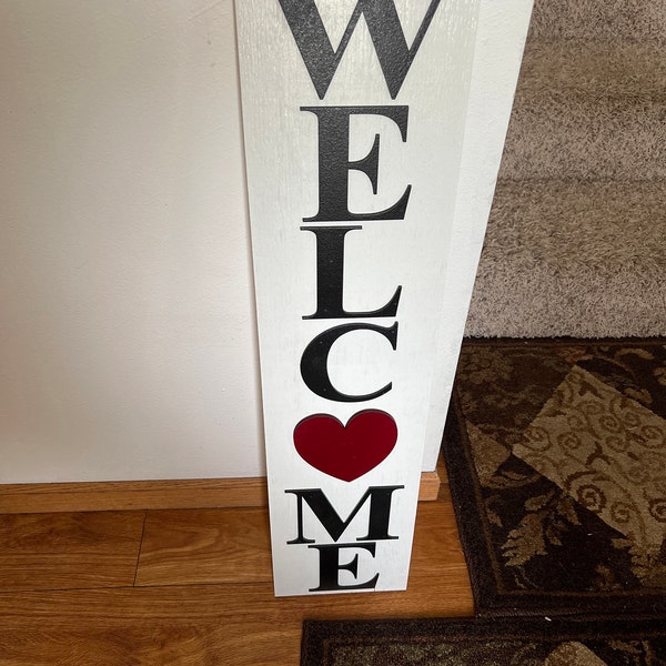 Interchangeable O Welcome Sign, 31" Vertical Porch Sign, Front Door ...