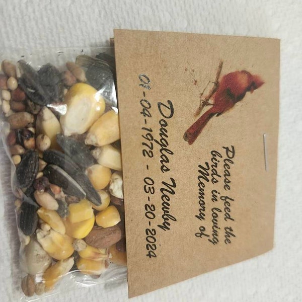 24 Bird Seed Funeral Favors Feed the Birds Baltimore Oriole Celebration ...